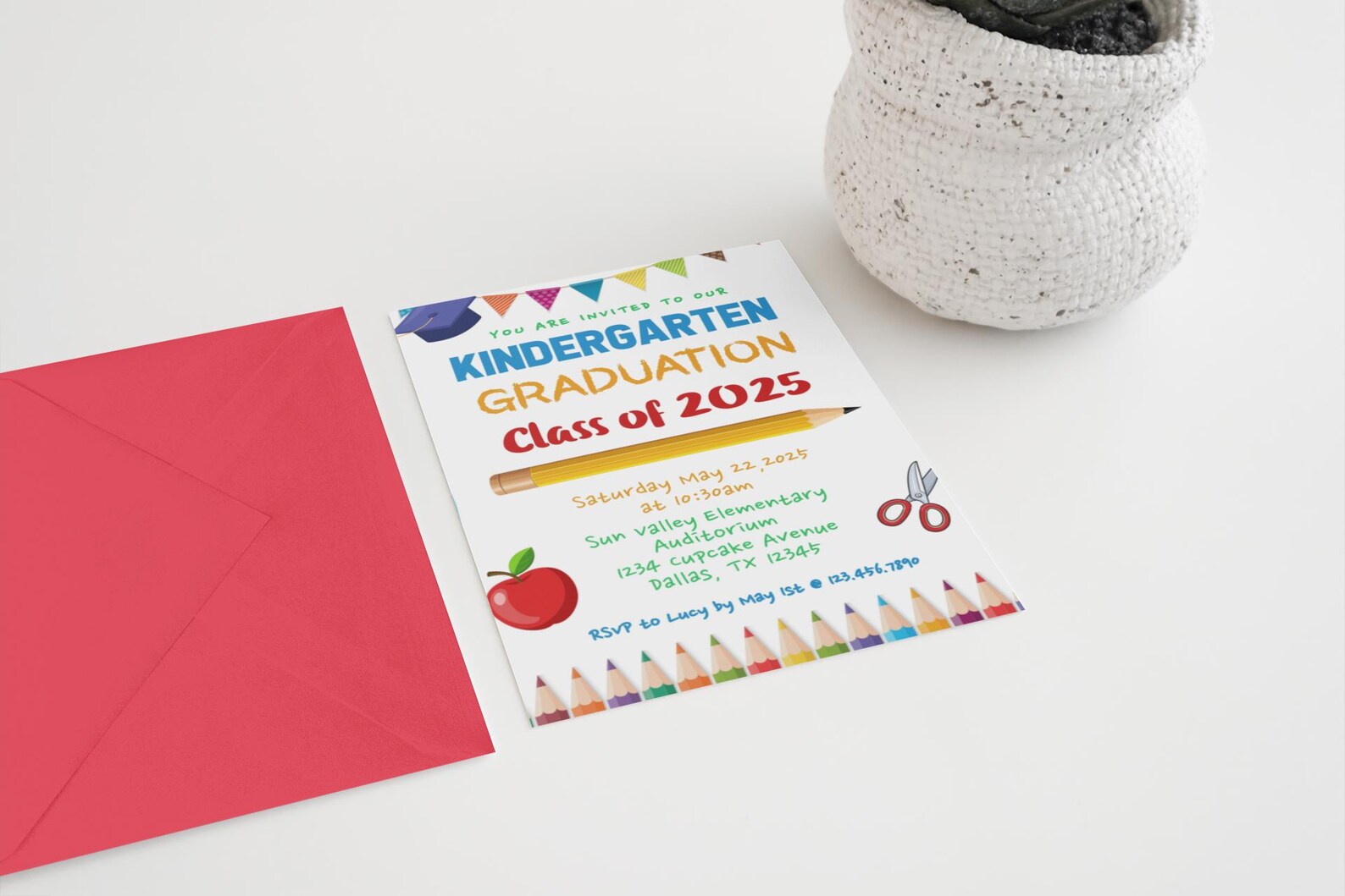Kindergarten Graduation Invitation Template, Printable Graduation Party ...