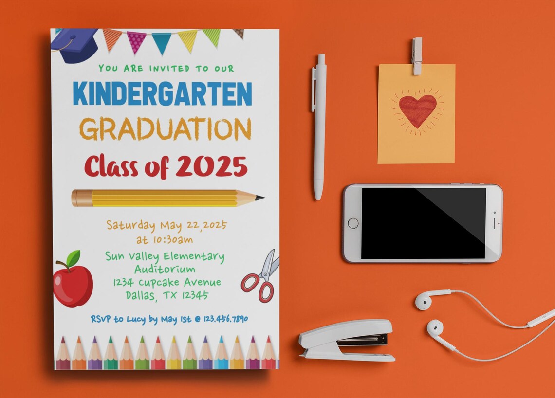 Kindergarten Graduation Invitation Template, Printable Graduation Party ...