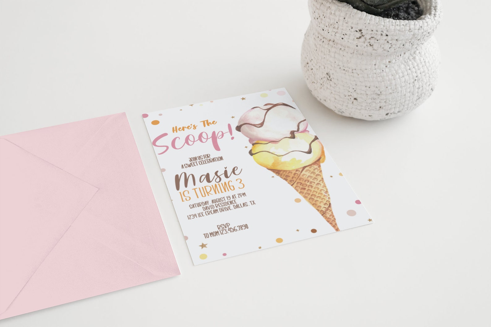 Heres the Scoop Birthday Invitation Template, Editable Invitation ...