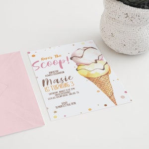 Heres the Scoop Birthday Invitation Template, Editable Invitation ...
