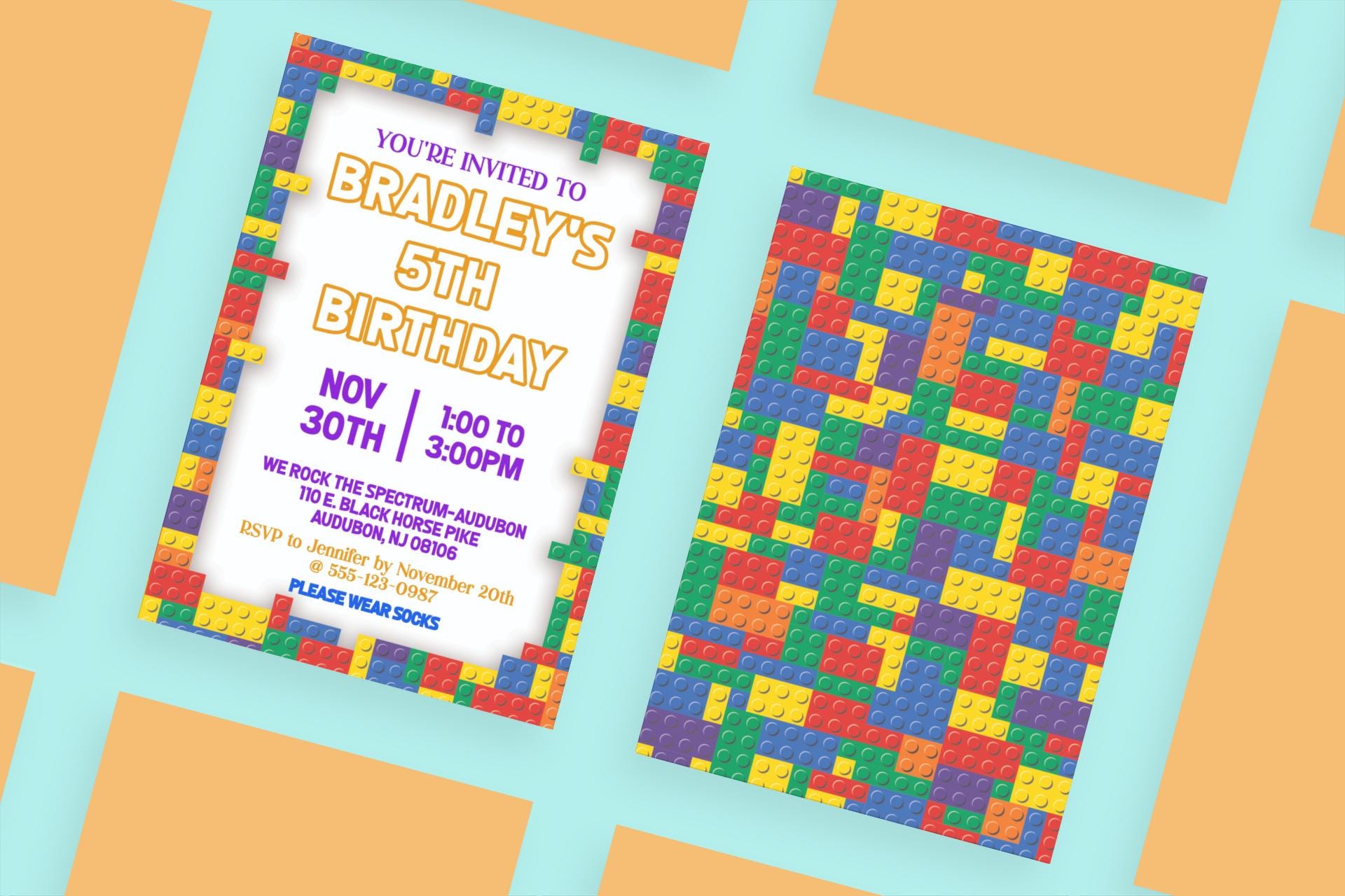 Block Themed Birthday Party Invitation Template, Editable Digital ...