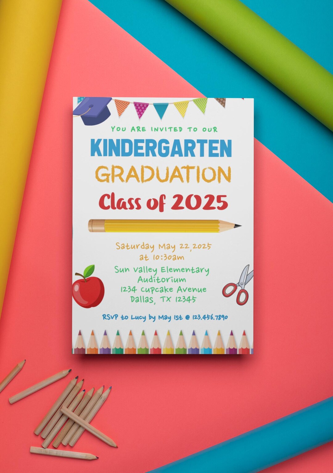 Kindergarten Graduation Invitation Template, Printable Graduation Party ...