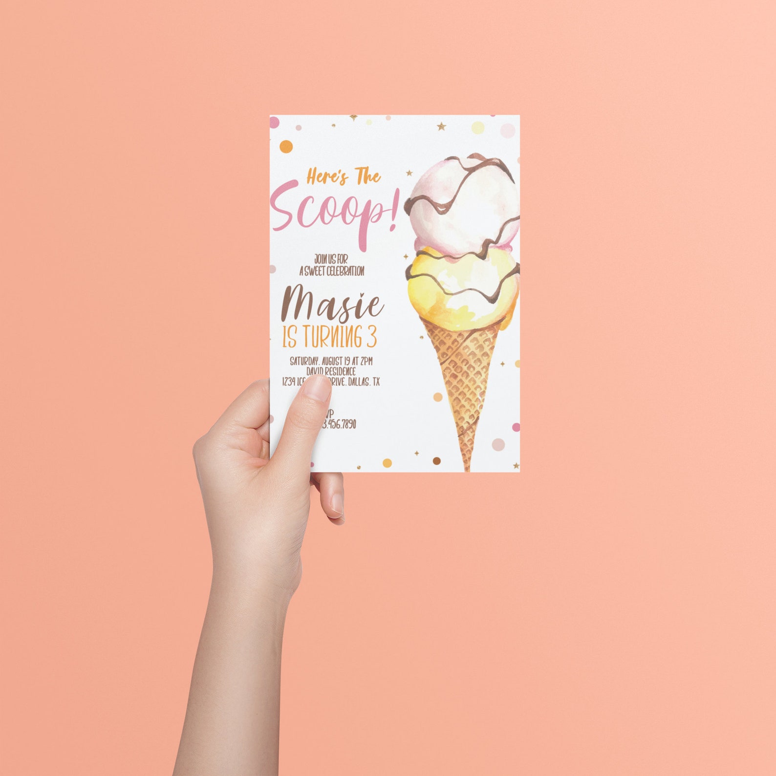 Heres the Scoop Birthday Invitation Template, Editable Invitation ...