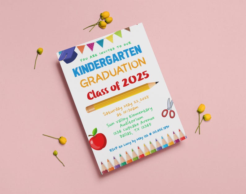Kindergarten Graduation Invitation Template, Printable Graduation Party ...