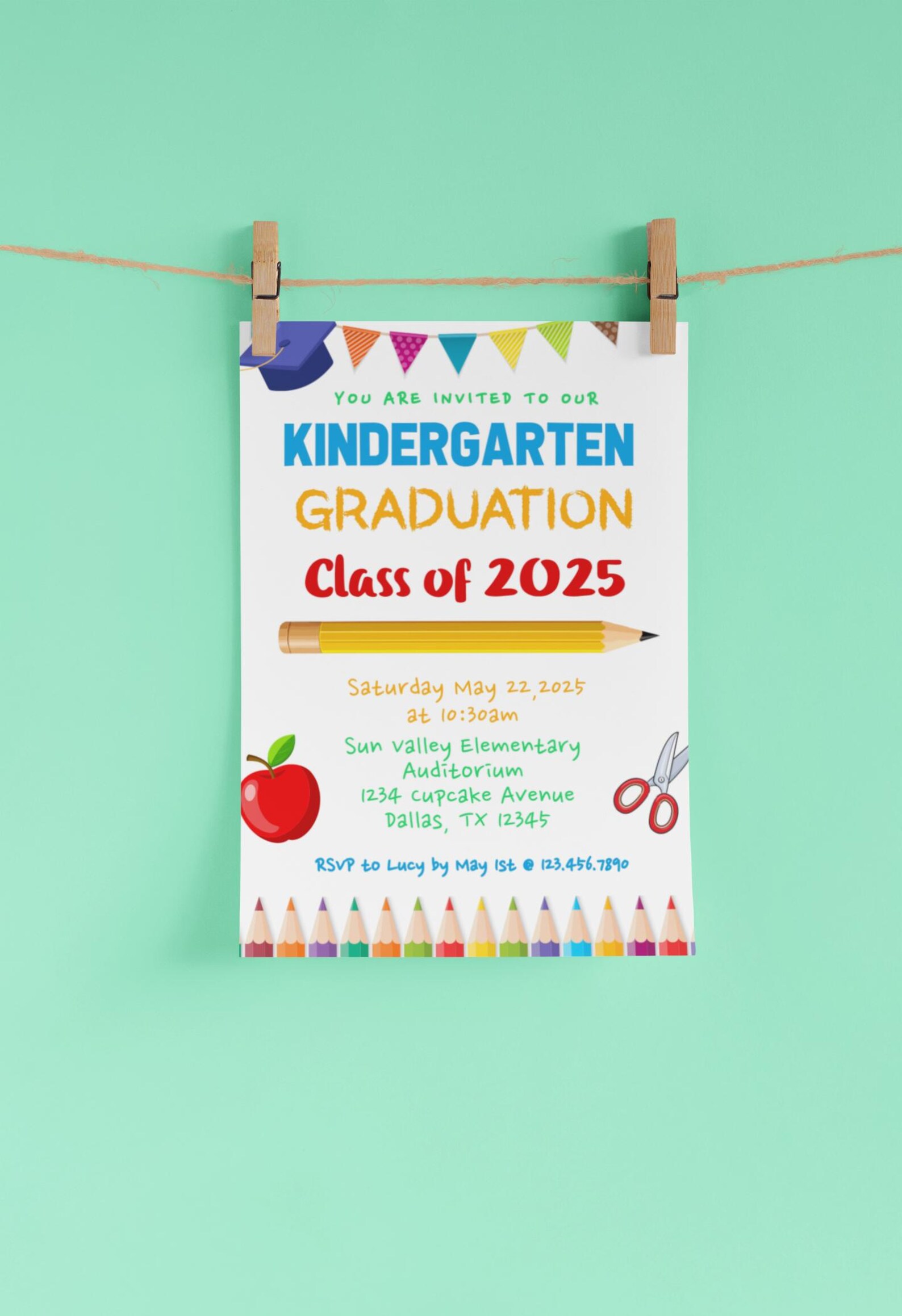 Kindergarten Graduation Invitation Template, Printable Graduation Party ...
