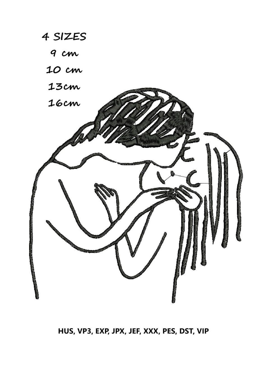 Kissing Couple Embroidery Machine Design, Kiss Embriodery Machine ...