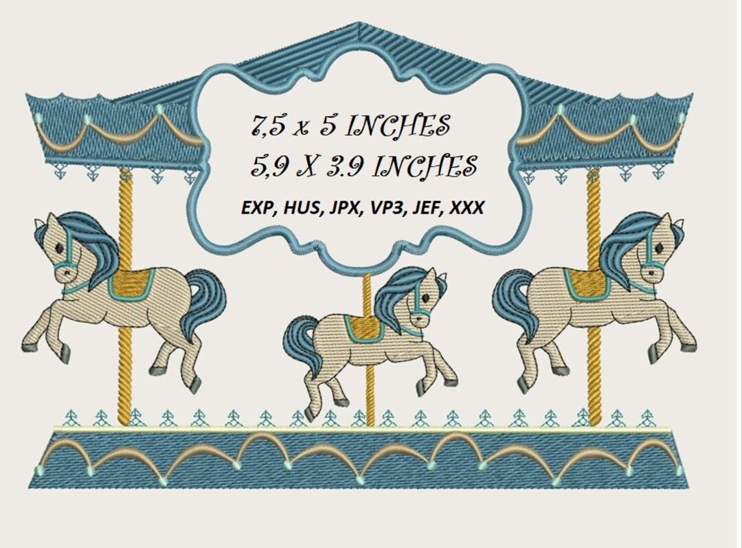 Carousel Machine Embroidery Design, Boy Horse Embroidery File, Horse Embroidery, Machine ...