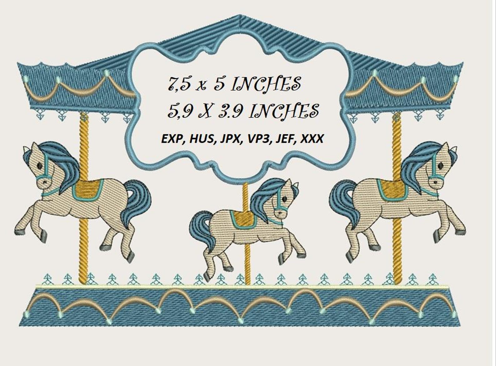 Carousel Horse Embroidery Design, Boy Nursery Decor (instant Download ...