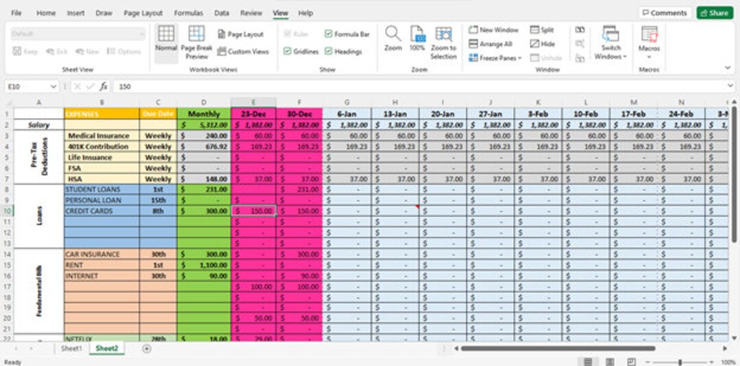Colorful Budget Tracker - Etsy
