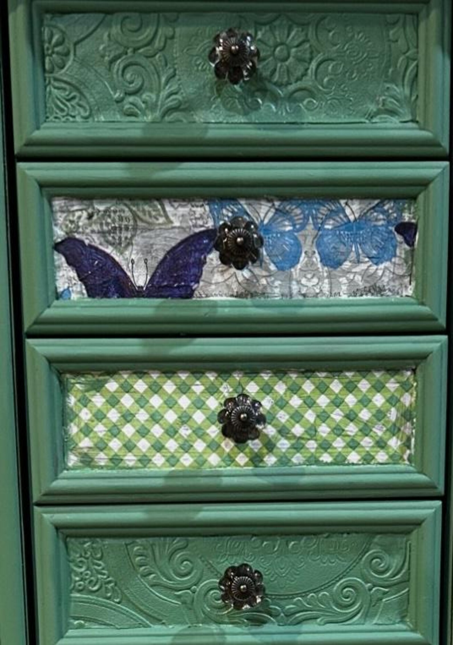 One-of-a-kind Fresh Boho Chic Refinished Jewelry Armoire / Cabinet ...