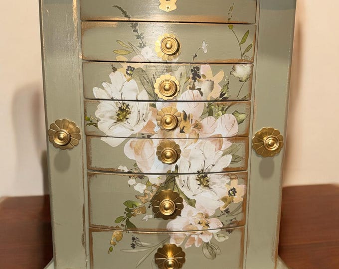 Refinished Floral Painted Extra Large Jewelry Box - Etsy