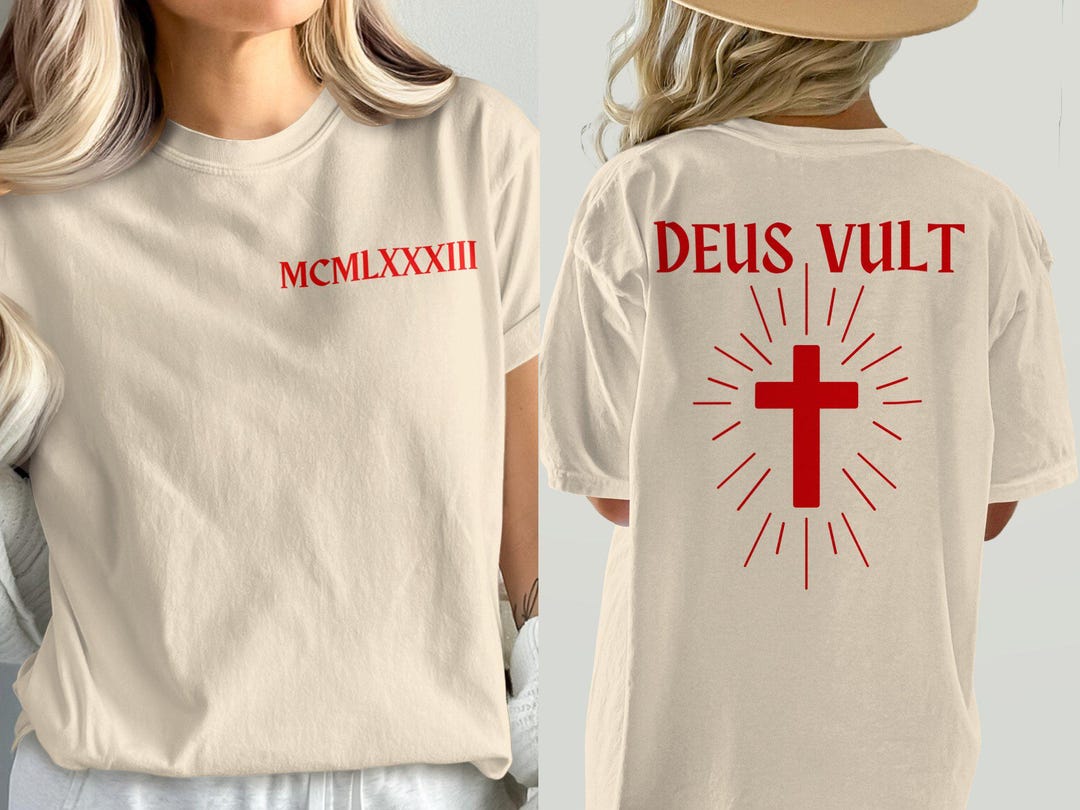 Personalized YEAR Roman Numerals Latin Cross Deus Vult Christian ...