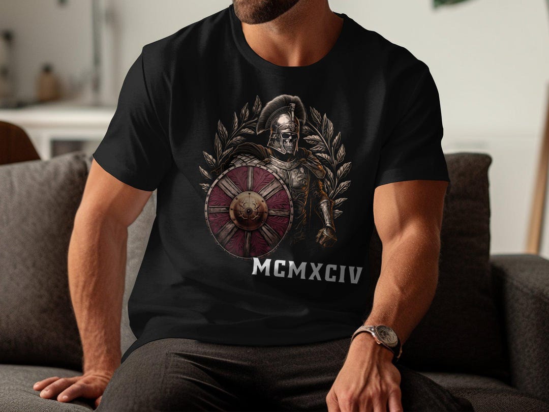 Personalized YEAR in Roman Numerals Cool Dead Gladiator Vintage ...