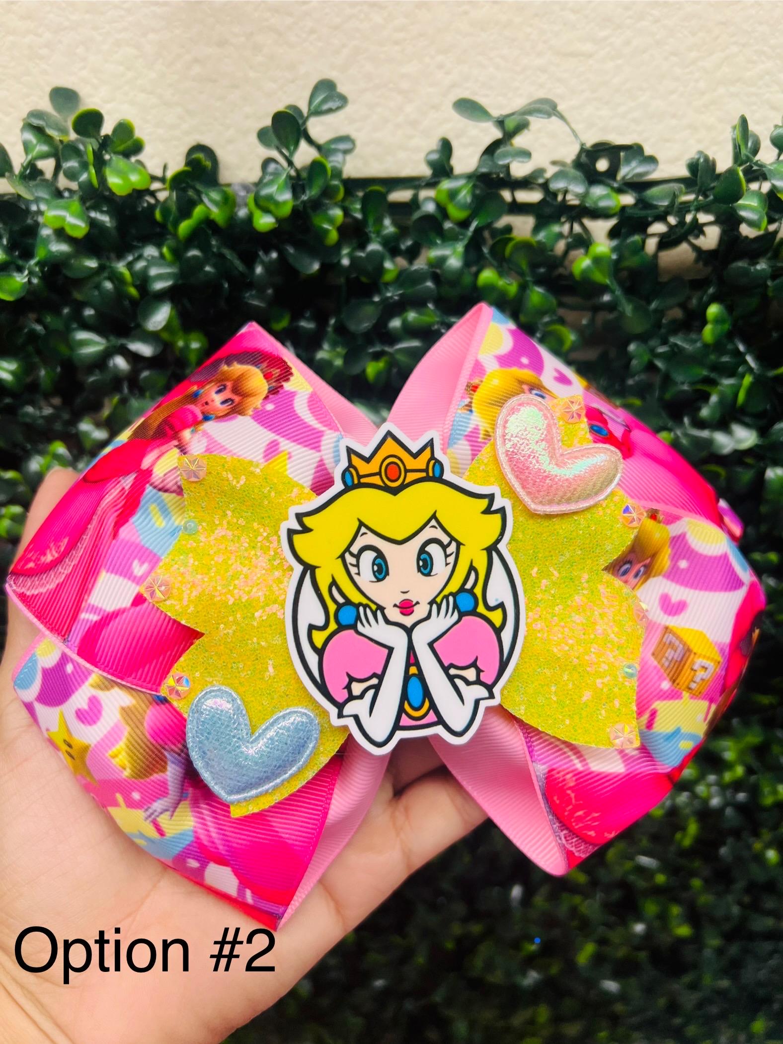 Princess Peach Hair Bow: Mario Bros Birthday Party, 5.5" Alligator Clip ...