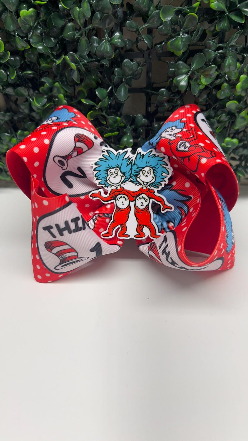Thing 1 Thing 2 Hair Bow, Dr Seuss Inspired, Reading Day 5” - Etsy