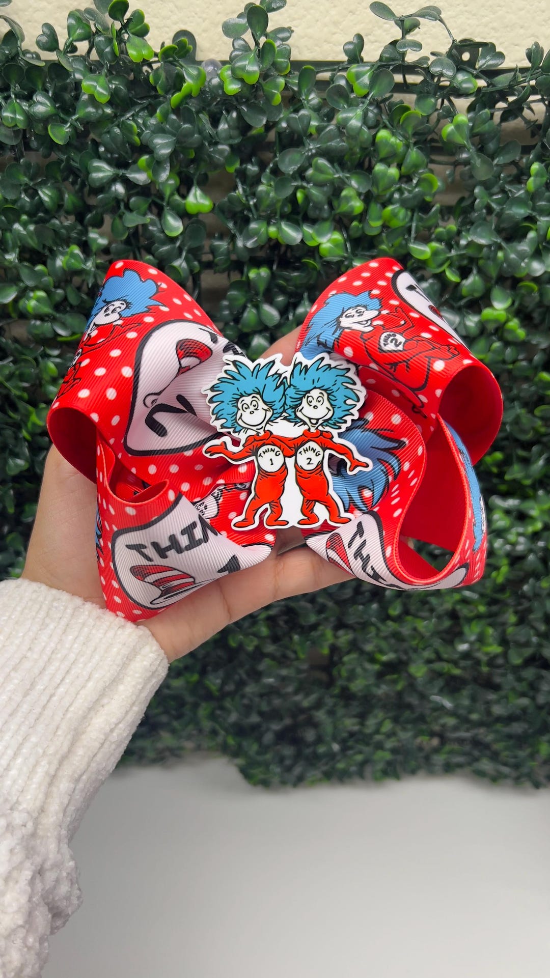 Thing 1 Thing 2 Hair Bow, Dr Seuss Inspired, Reading Day 5” - Etsy