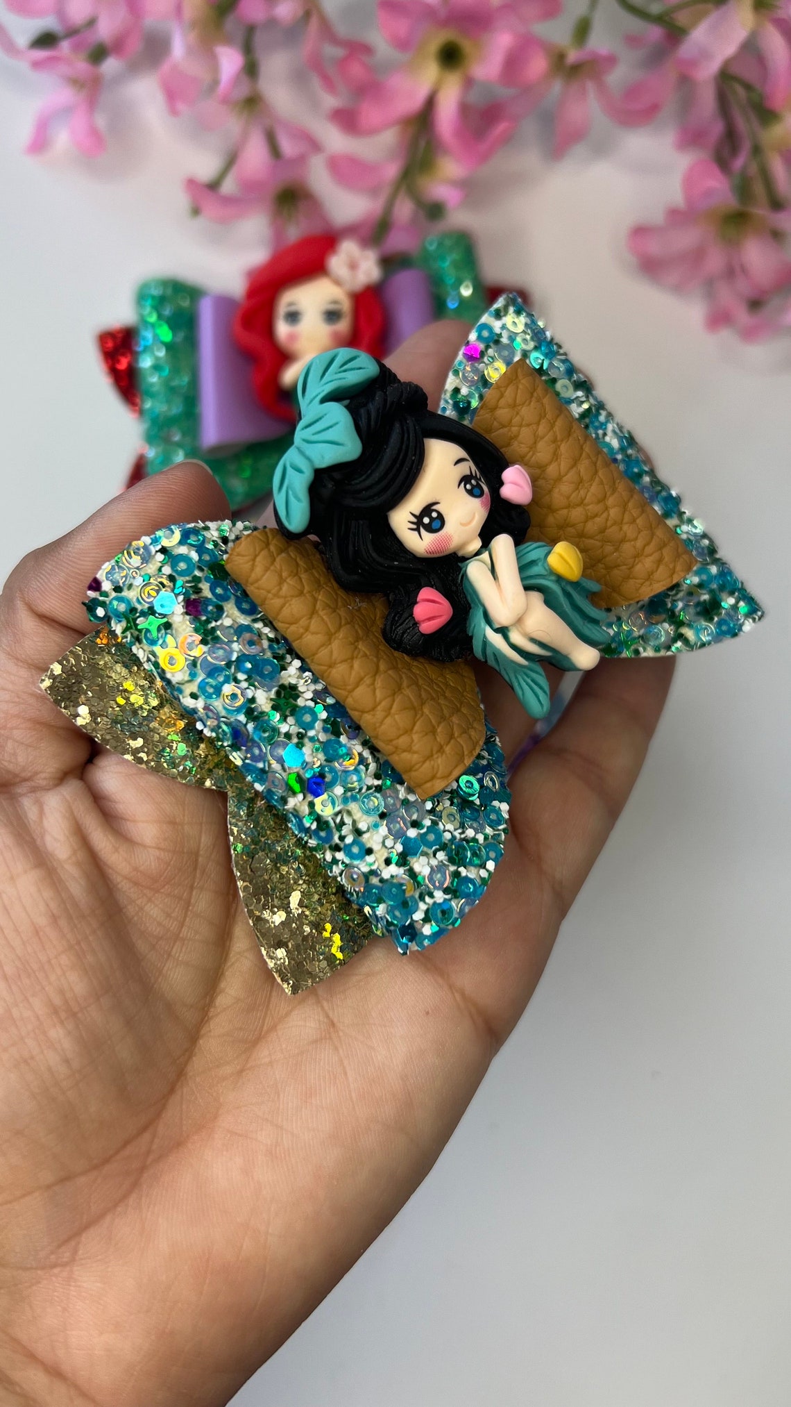 Princess Inspired Bow Mermaid Bow Character Princess Bows Princess ...