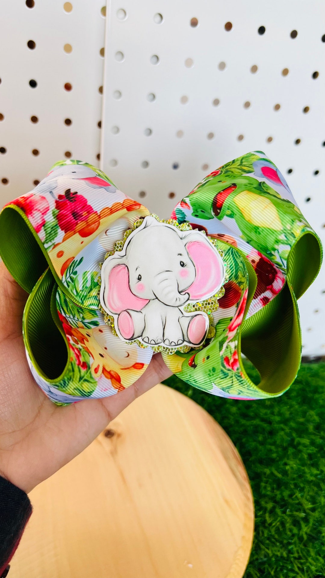 Elephant Jumbo Hair Bow, Elephant Bow for Girls, Sapphire Hair Bow, Zoo ...