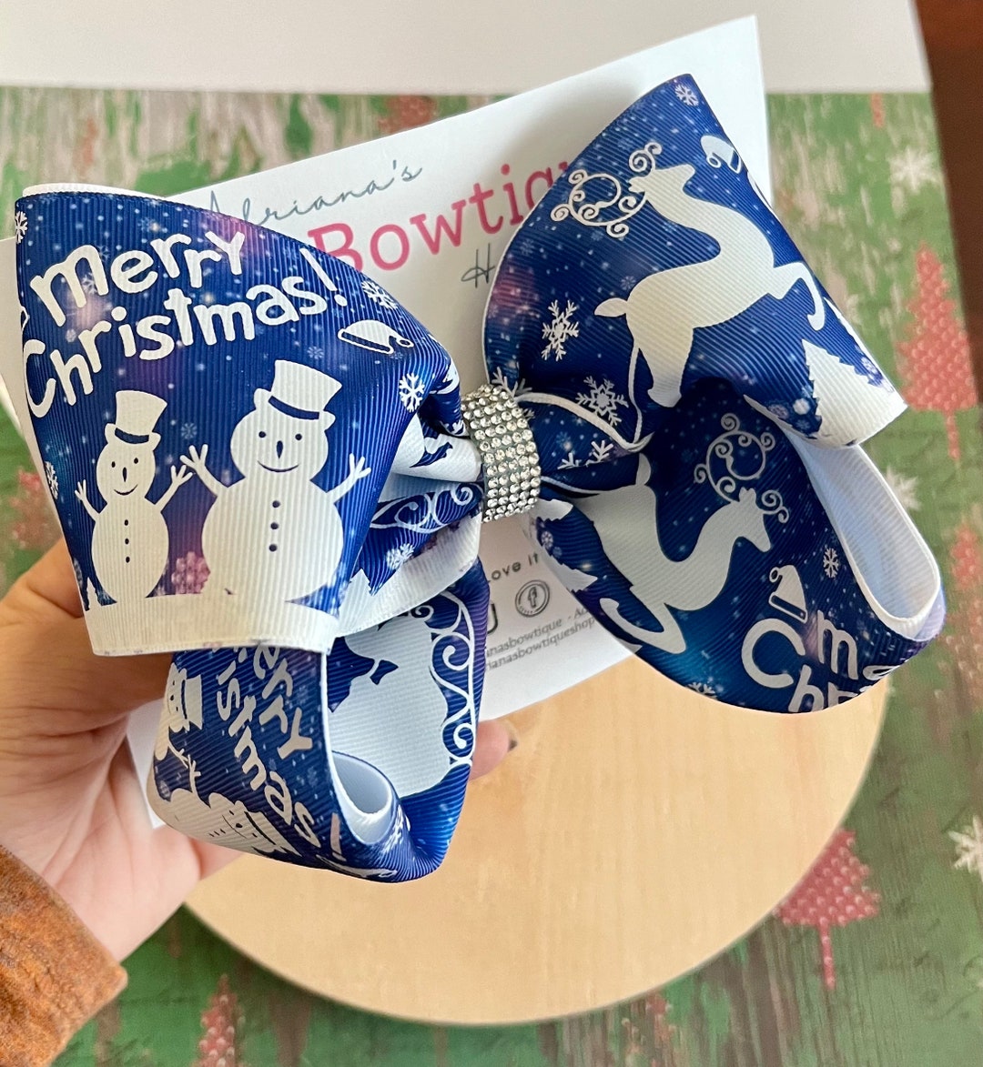 Santa Claus Christmas Hair Bows 6” - Jumbo Bow - Glow in the Dark Ready ...