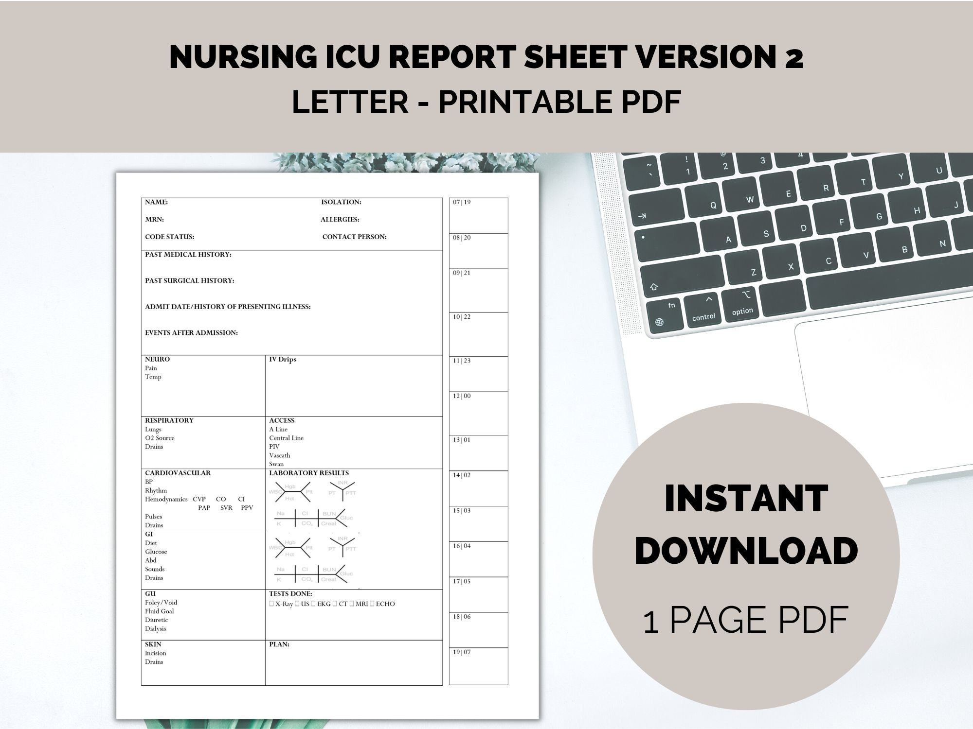 ICU Nursing Report Sheet Version 2 New Nurse Report Sheet Nurse Brain ...