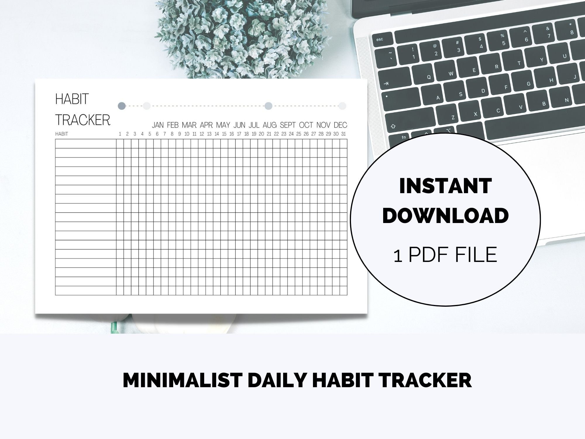 Minimalist Daily Habit Tracker Printable Everyday Habit Tracker Instant ...