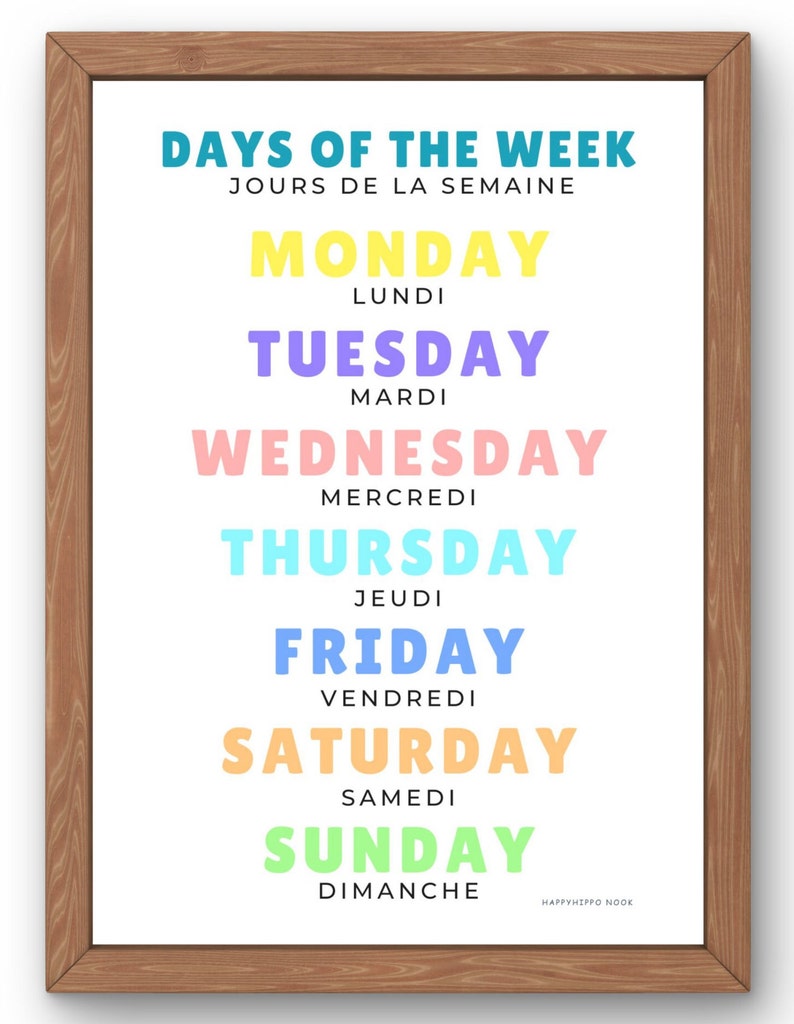 Jours De La Semaine, Days of the Week, Bonus Cut-out Pages - Etsy