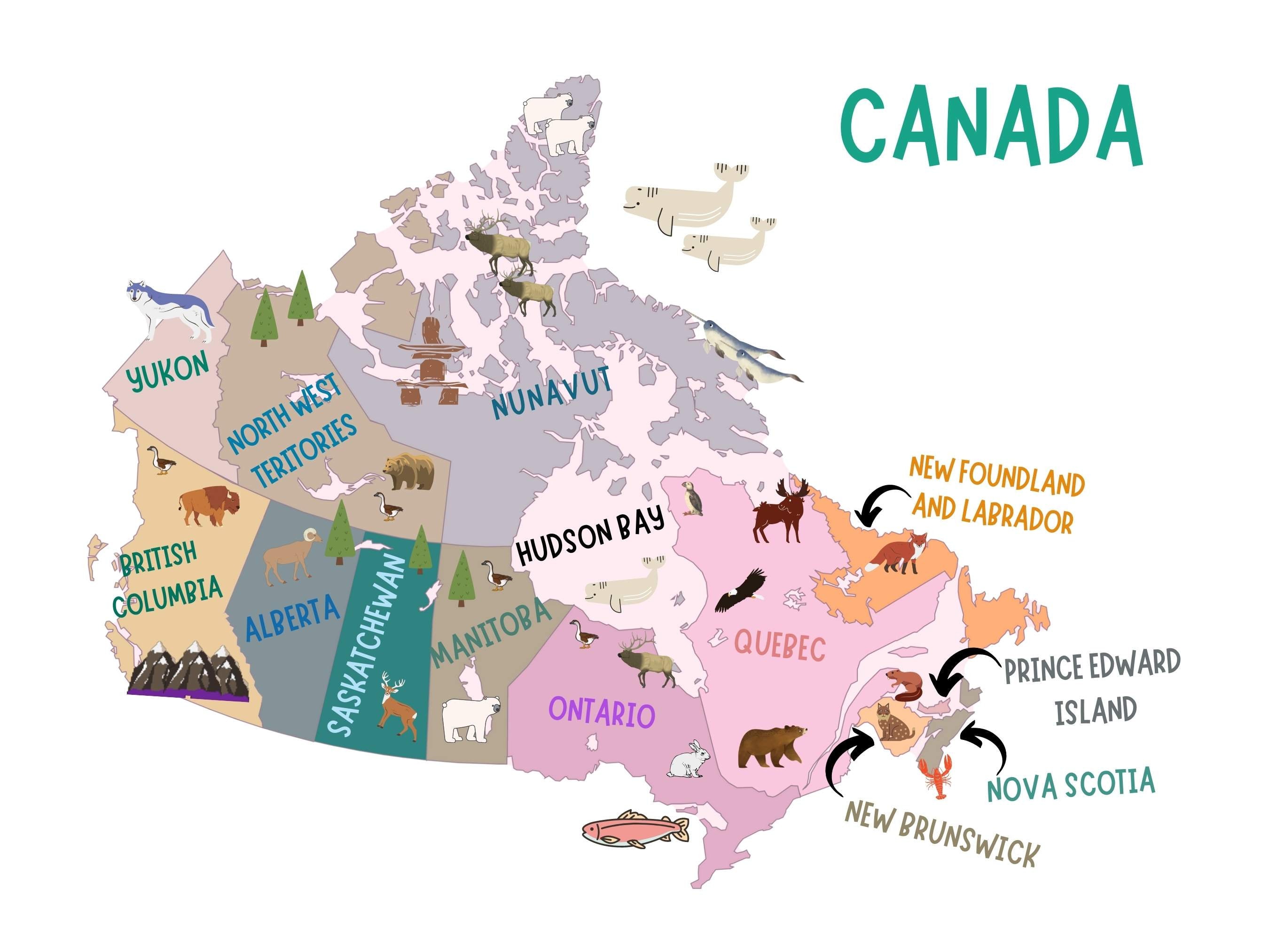 Esquema De Mapas De Canadá Para Estudiantes