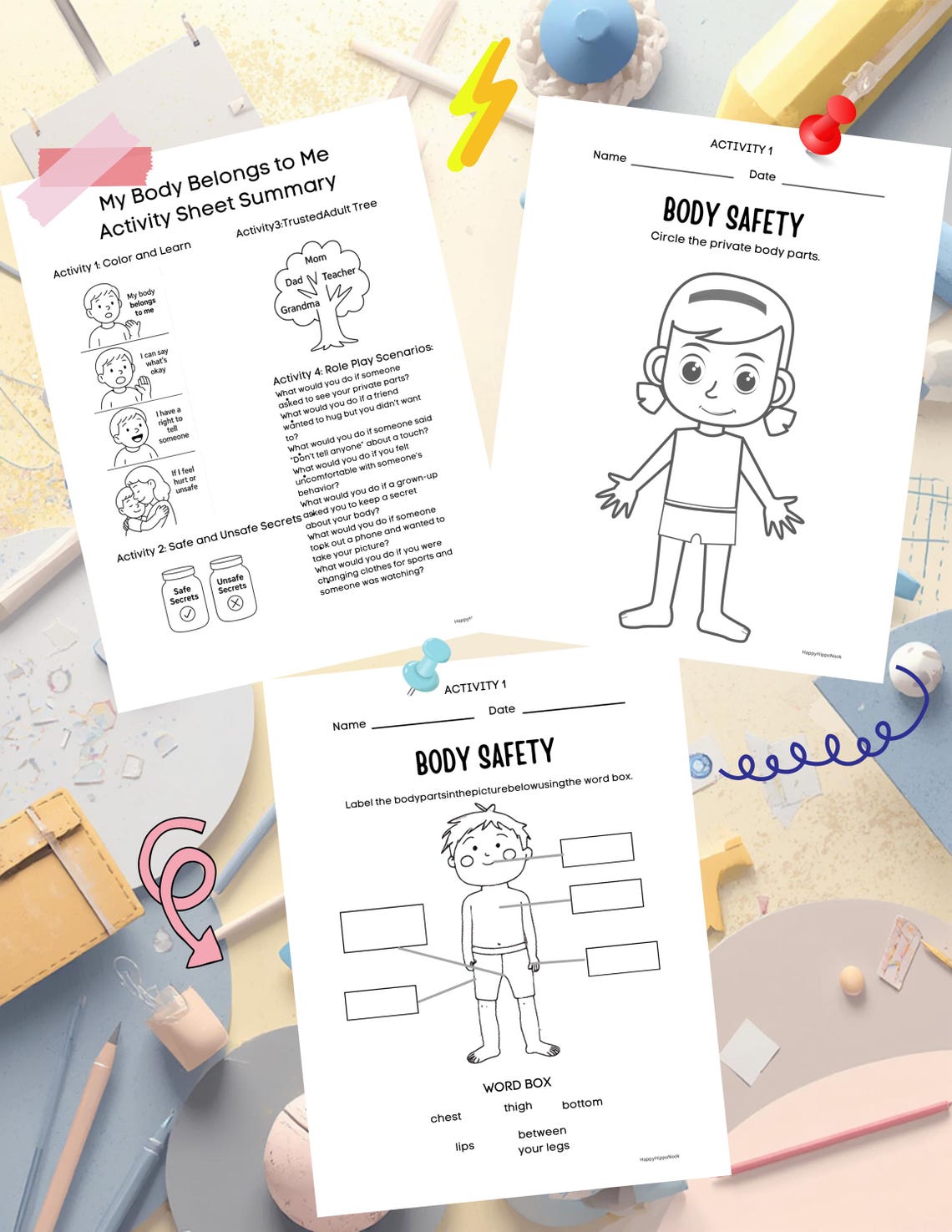 My Body Belongs to Me - Kids Body Safety Poster and Activity Worksheet ...