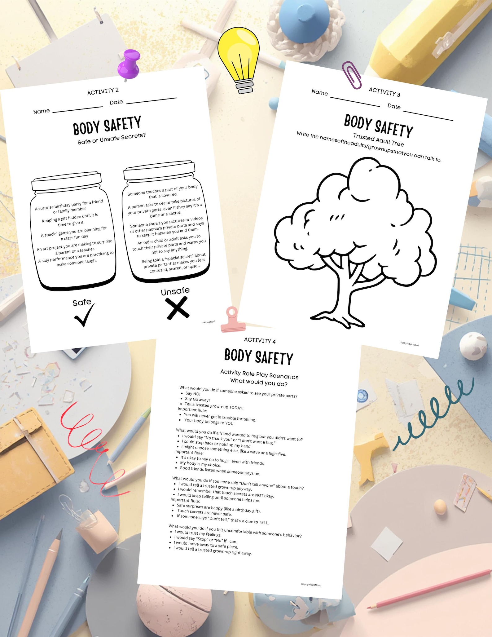 My Body Belongs to Me - Kids Body Safety Poster and Activity Worksheet ...