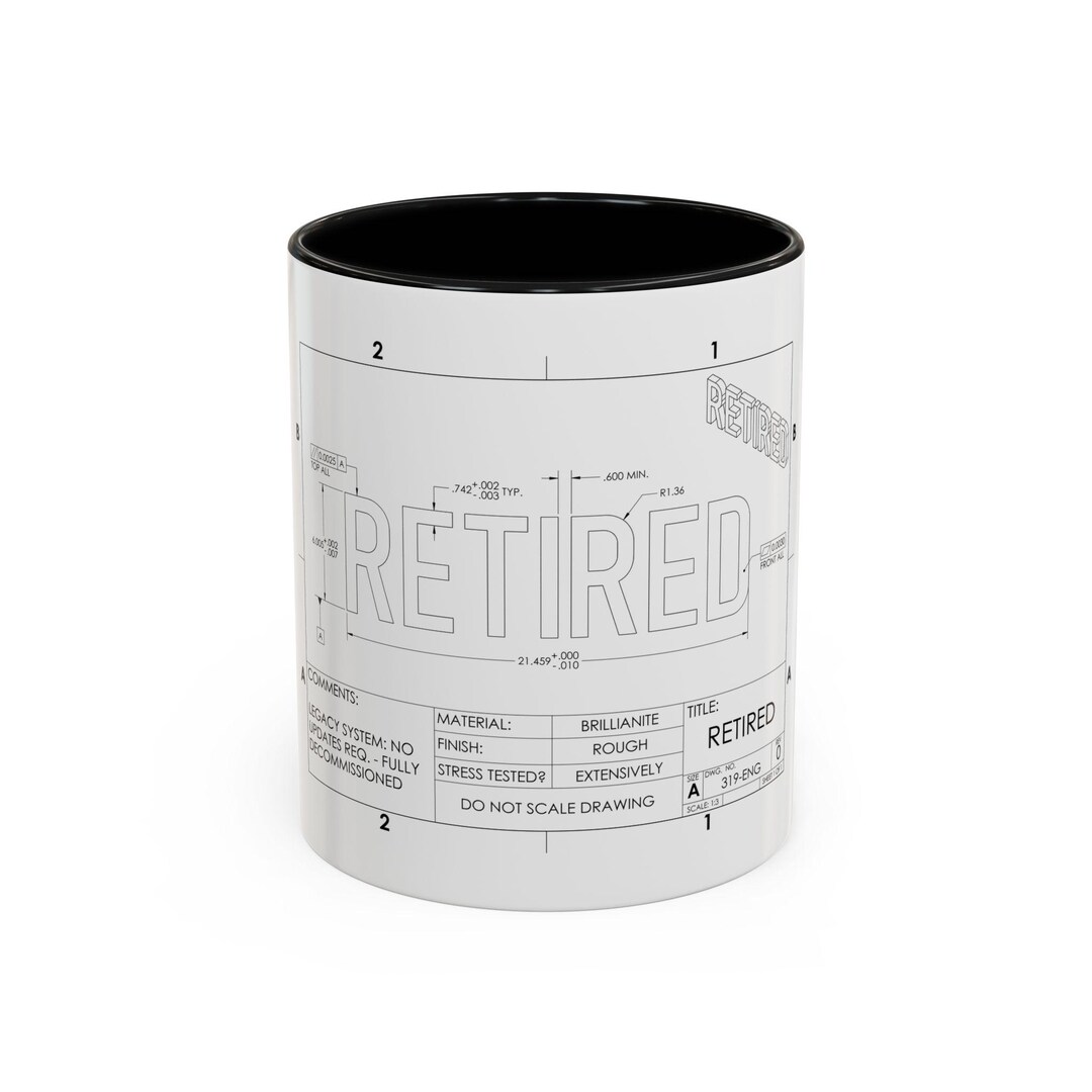 Engineering Retirement Coffee Mug, Funny Engineer Drawing Retiree Gift ...