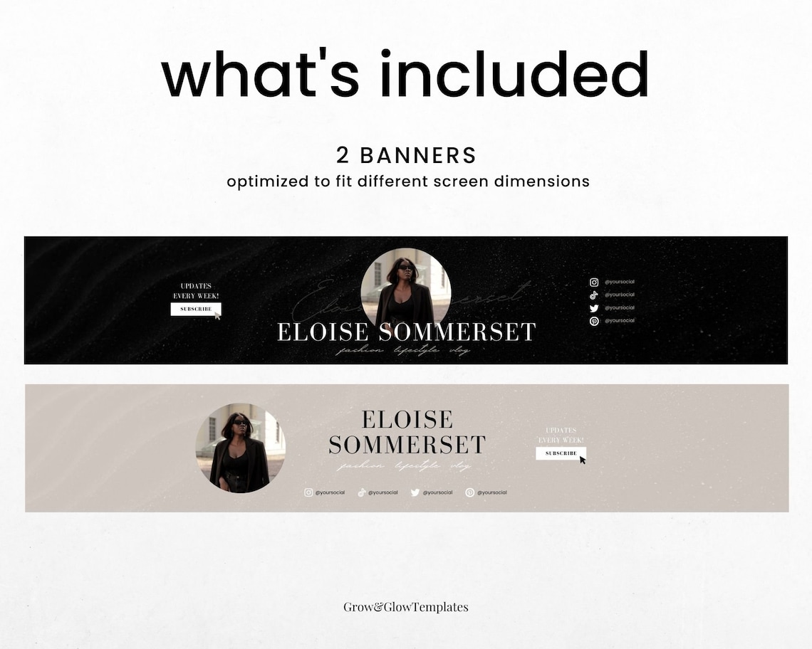 Youtube Banner Templates Canva Black, Editable Youtube Banner Set Canva ...