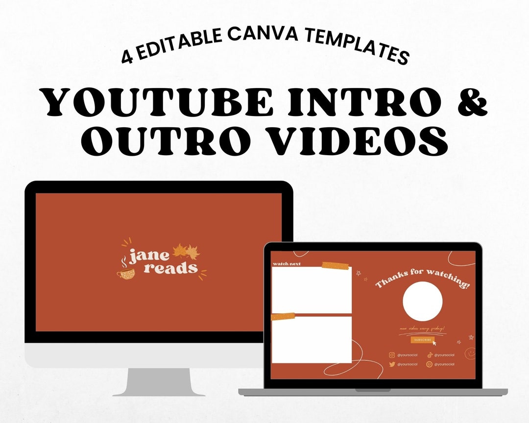 Youtube Outro Template Aesthetic Autumn Youtube Intro and - Etsy