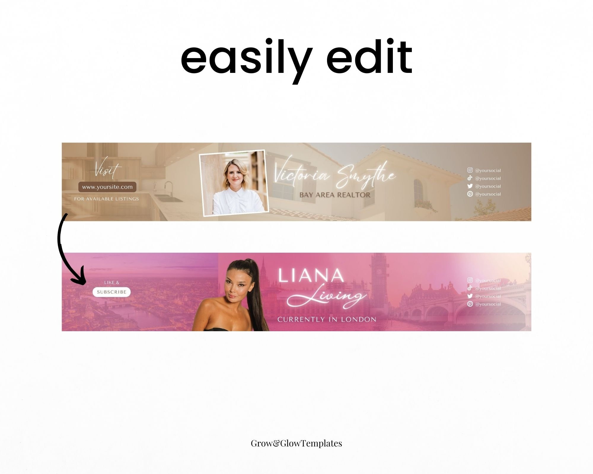 Realtor Youtube Brand Kit, Youtube Banner for Realtors Minimalist ...