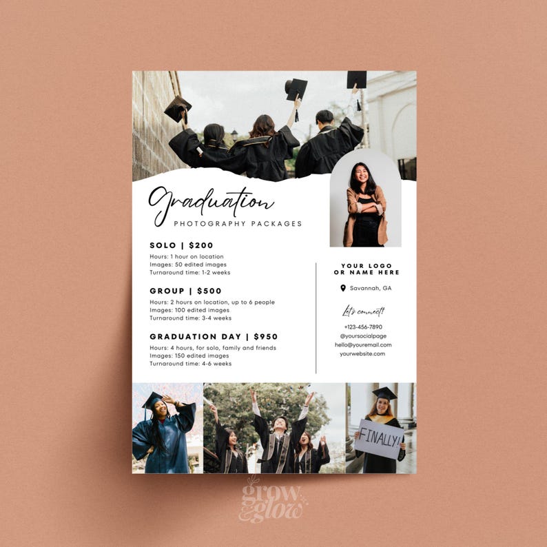 Graduation Photography Flyer Template Canva, Photographer Promotional ...