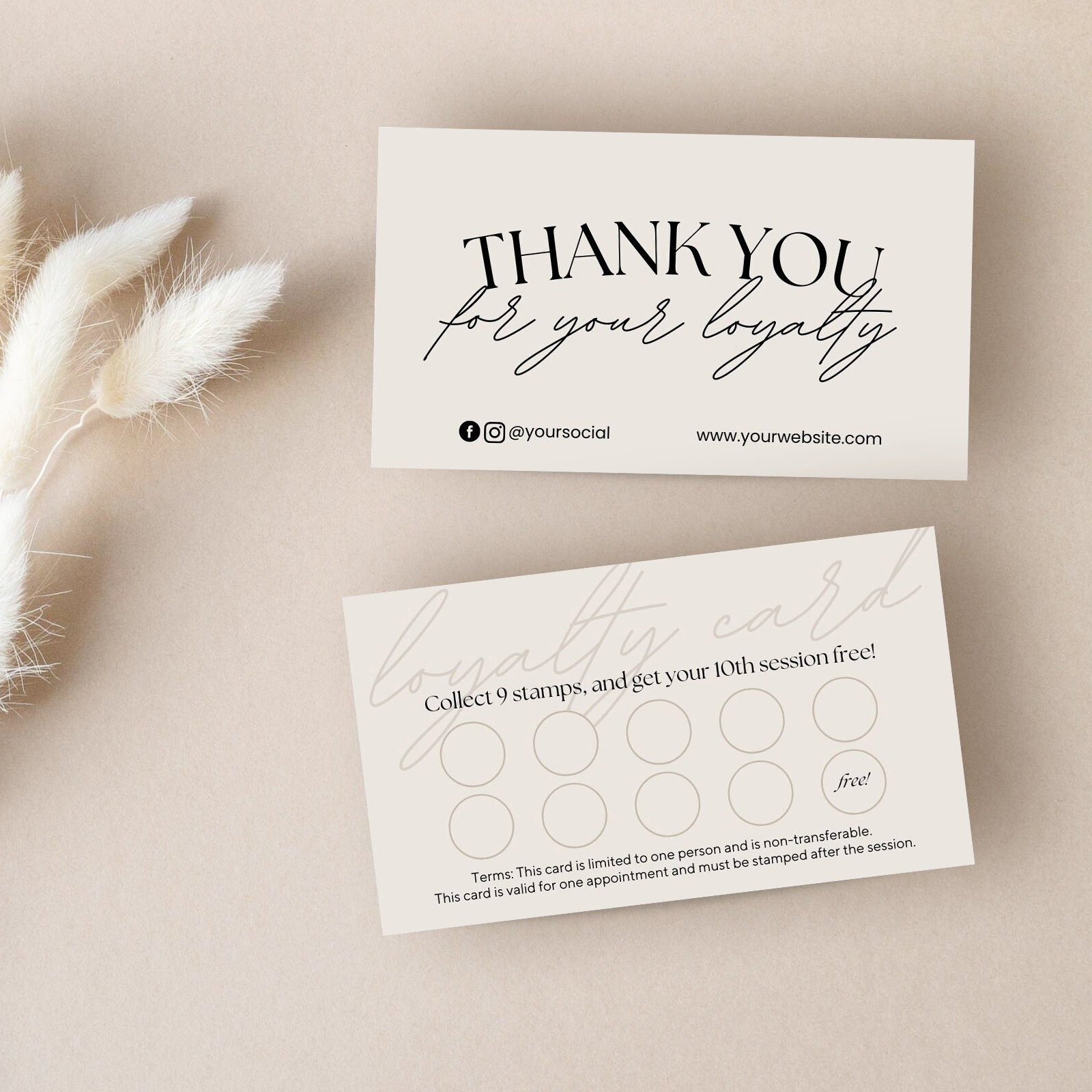 Loyalty Card Canva Template, Neutral Loyalty Card Template for Hair ...