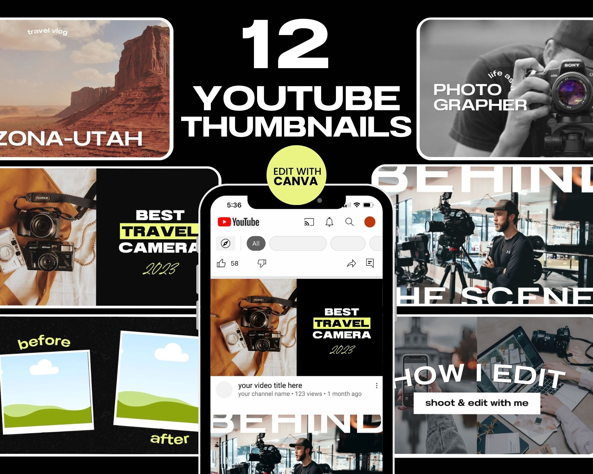 Modern Youtube Thumbnail Templates Canva, Minimal Youtube Thumbnails ...