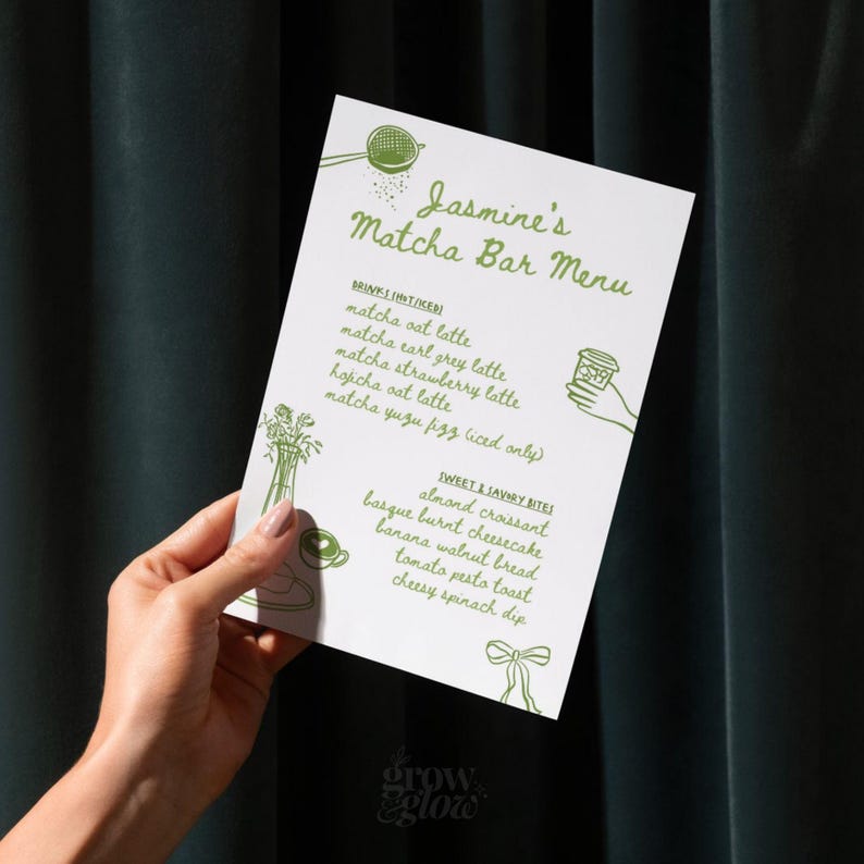 Hand Drawn She Found Her Perfect Matcha Menu Canva Template, Whimsical ...