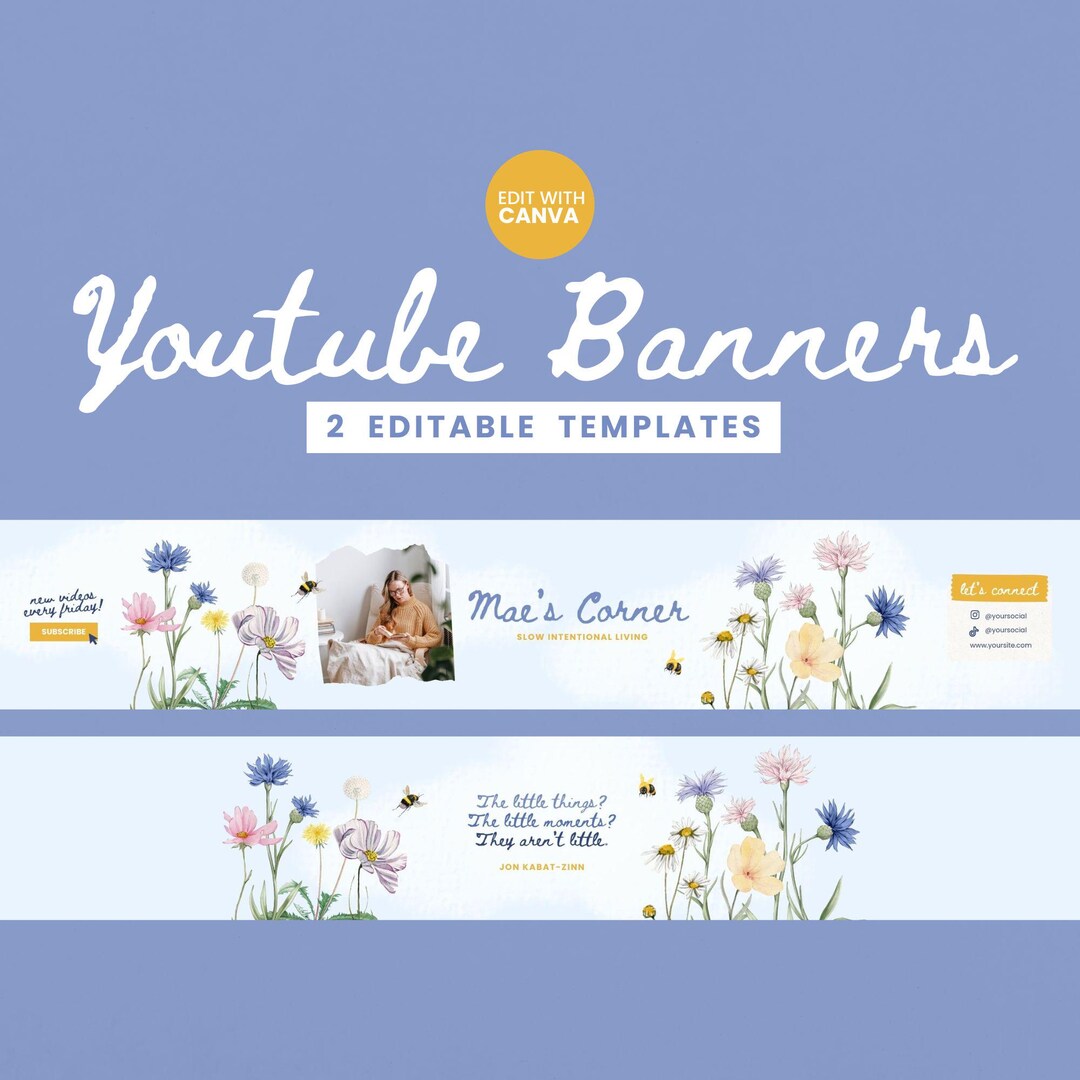 Easter Youtube Banner Templates Canva Wildflowers, Slow Living Youtube ...