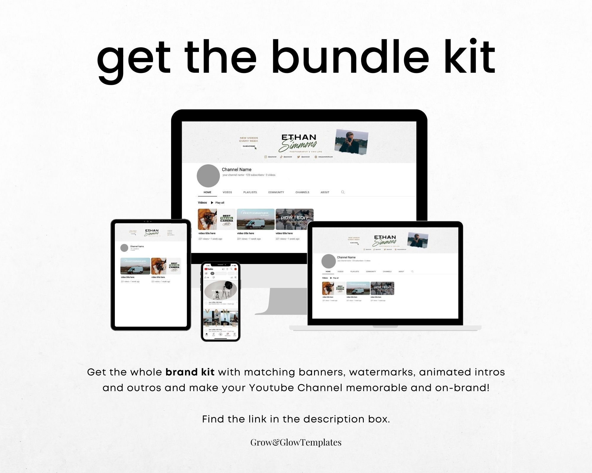 Photographer Youtube Banner Kit Template, Youtube Banner for Men ...