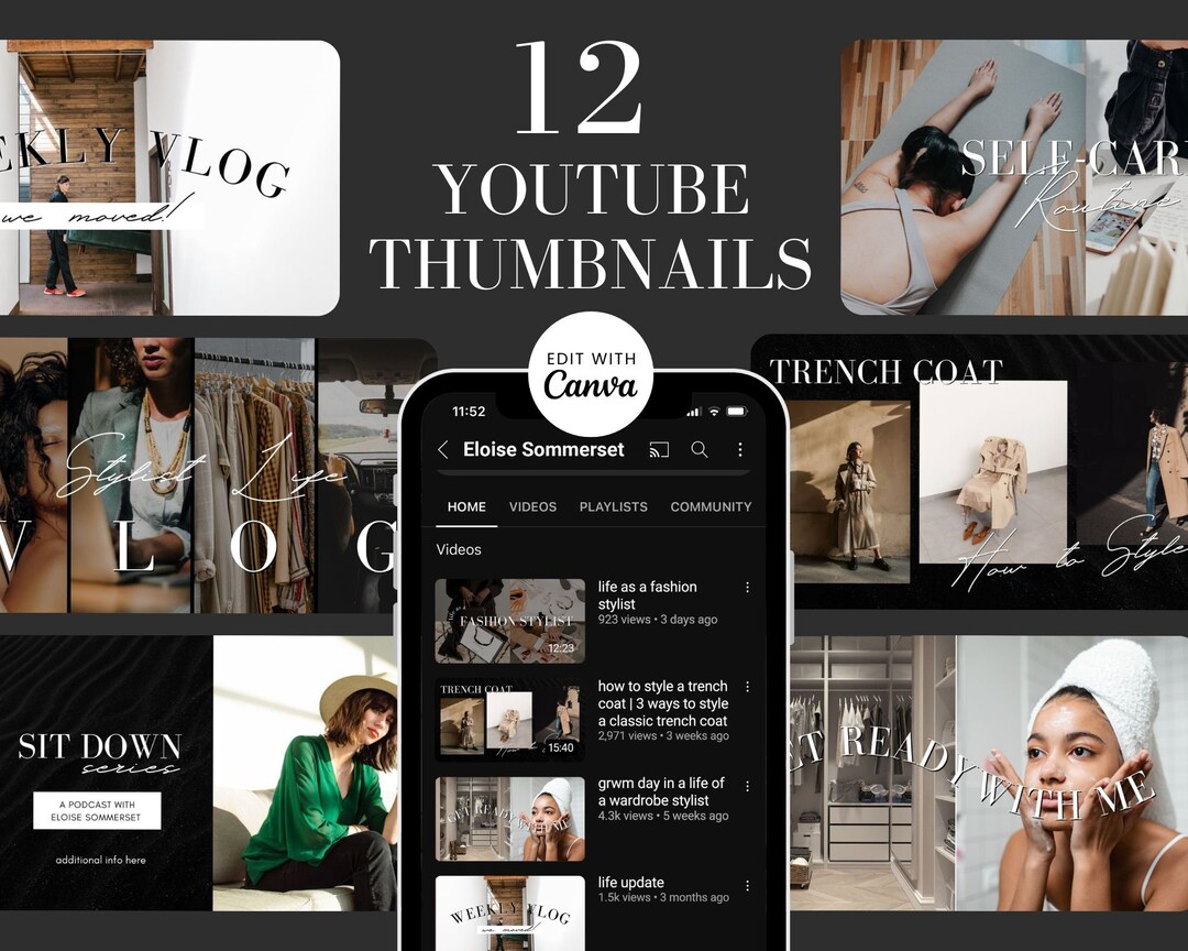 Youtube Thumbnail Templates Canva Editable Youtube Thumbnails - Etsy
