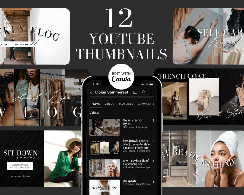 Youtube Thumbnail Templates Canva Editable Youtube Thumbnails - Etsy