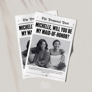 Bridal Entourage Proposal Newspaper Template Canva, Printable Will You ...