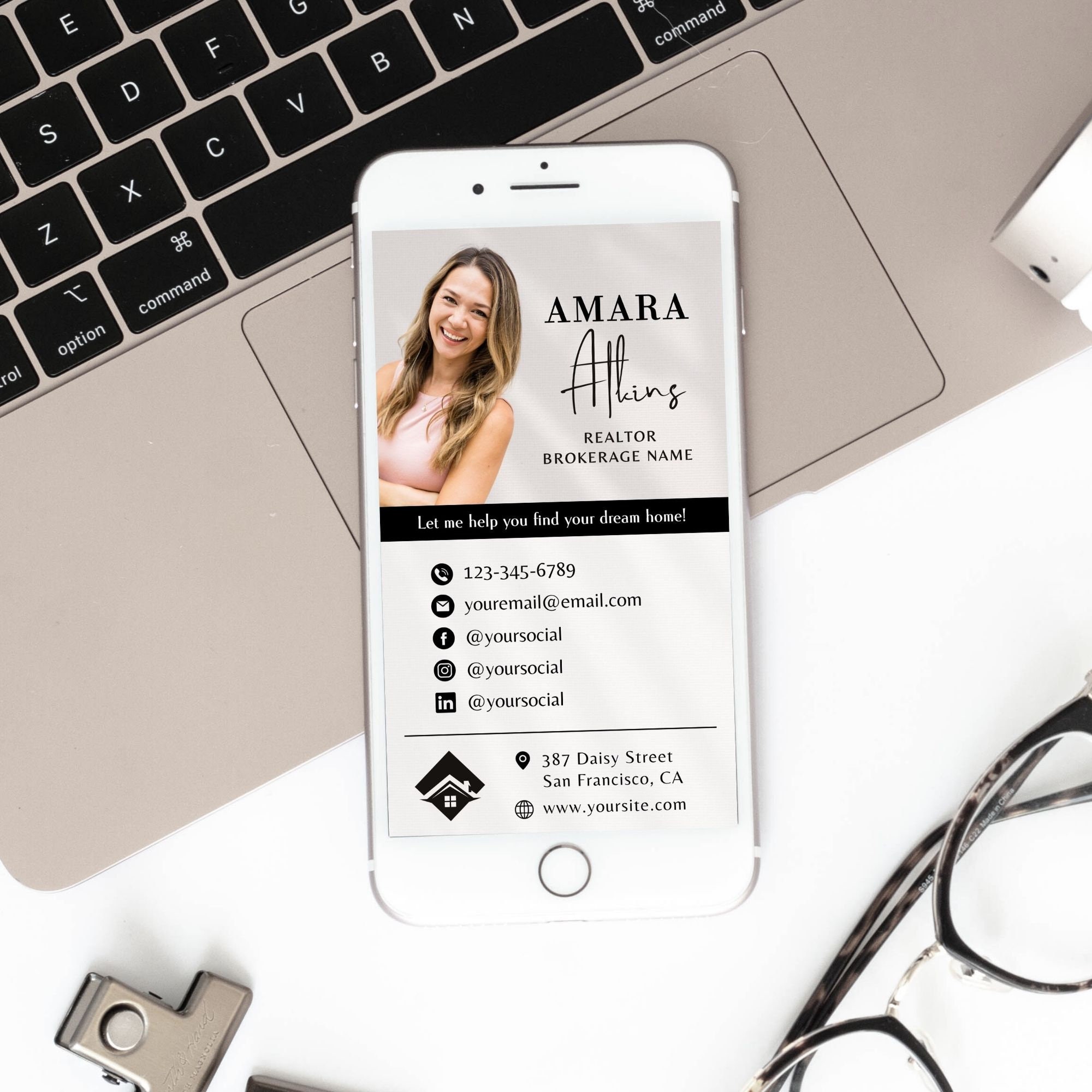 Virtual Business Card Template Canva Luxury Business Card - Etsy