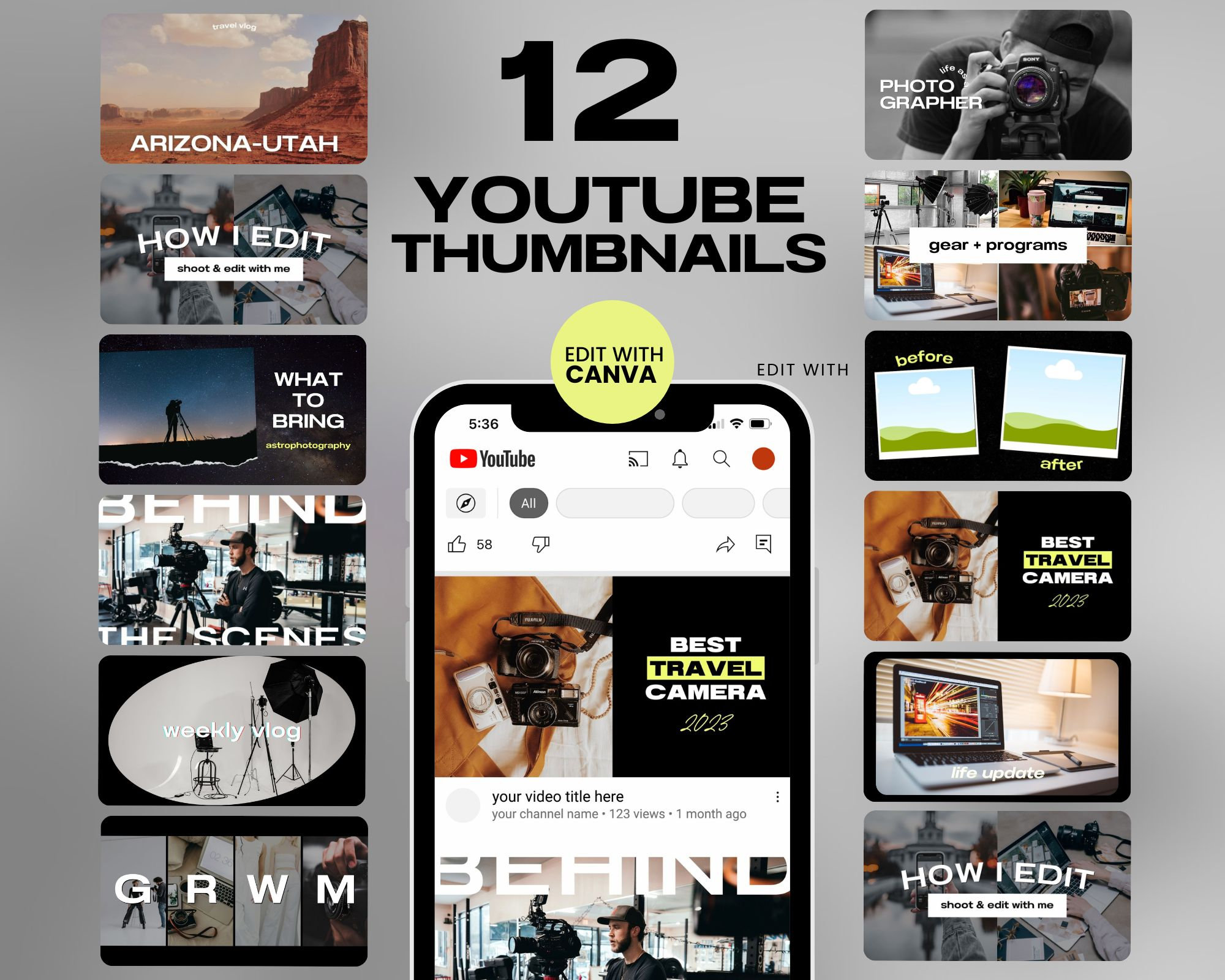 Modern Youtube Thumbnail Templates Canva, Minimal Youtube Thumbnails ...