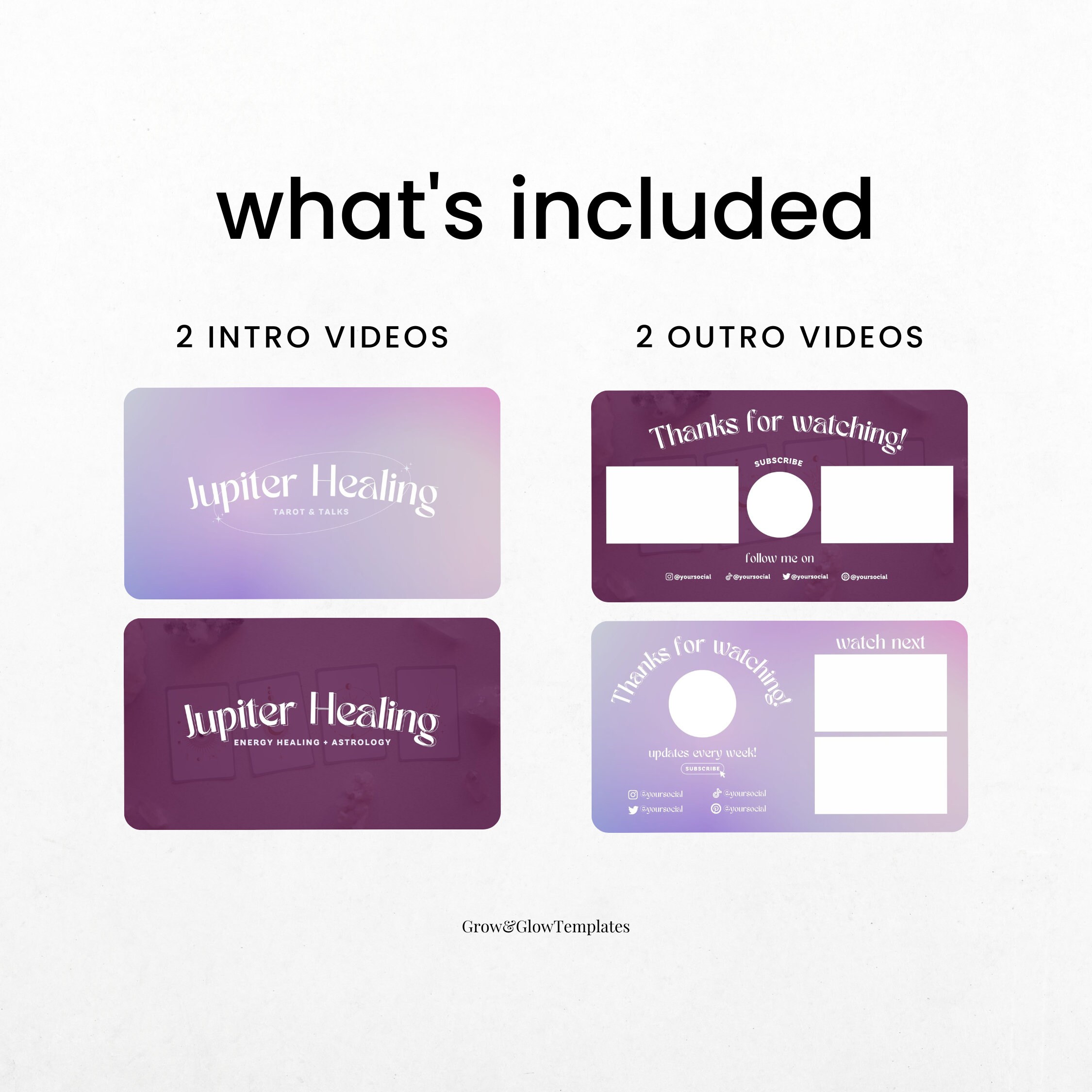 Purple Youtube Intro & Outro Templates: Spiritual Brand Kit (canva) - Etsy