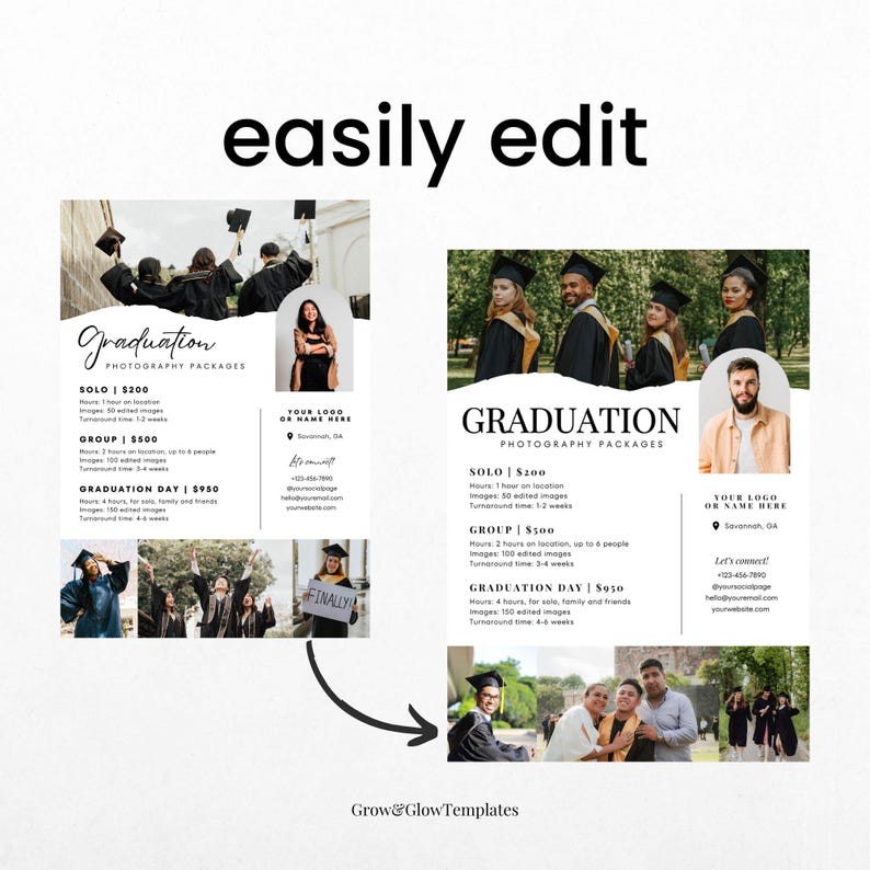 Graduation Photography Flyer Template Canva, Photographer Promotional ...
