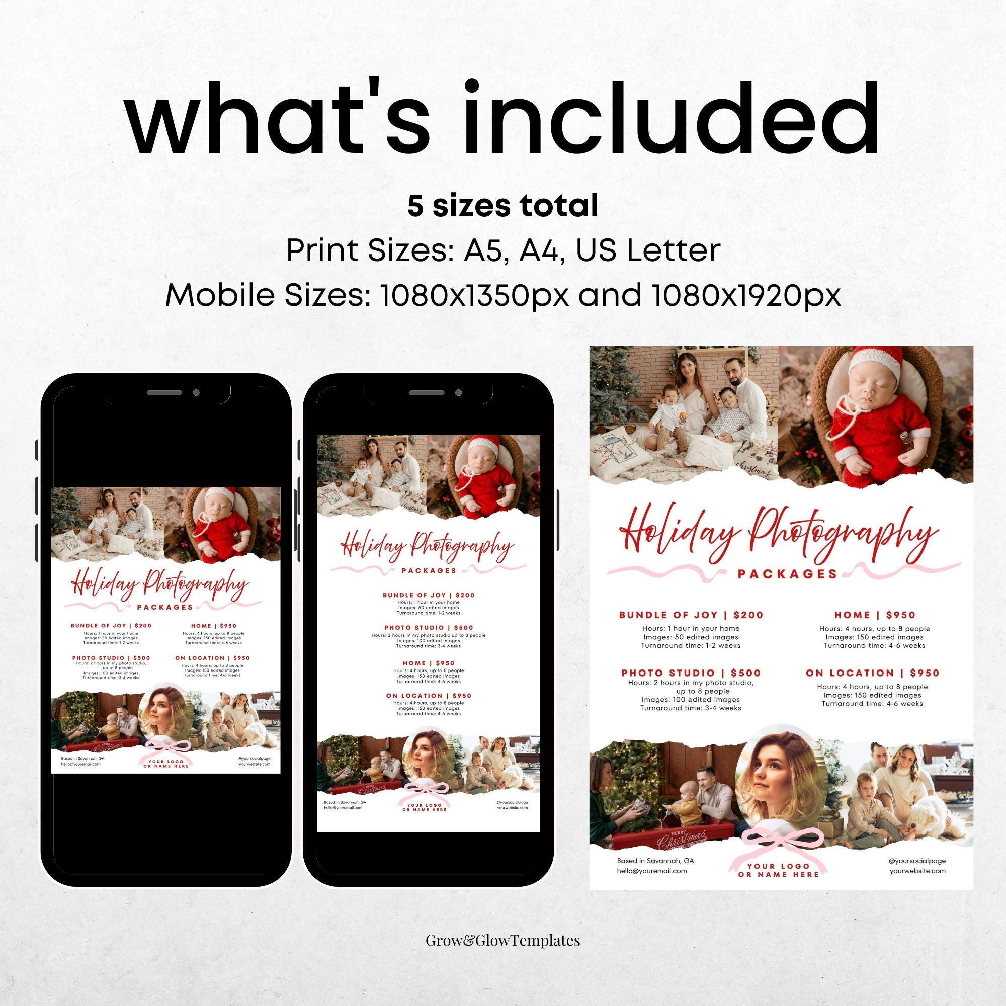 Christmas Photoshoot Flyer Template Canva, Family Photography Service ...