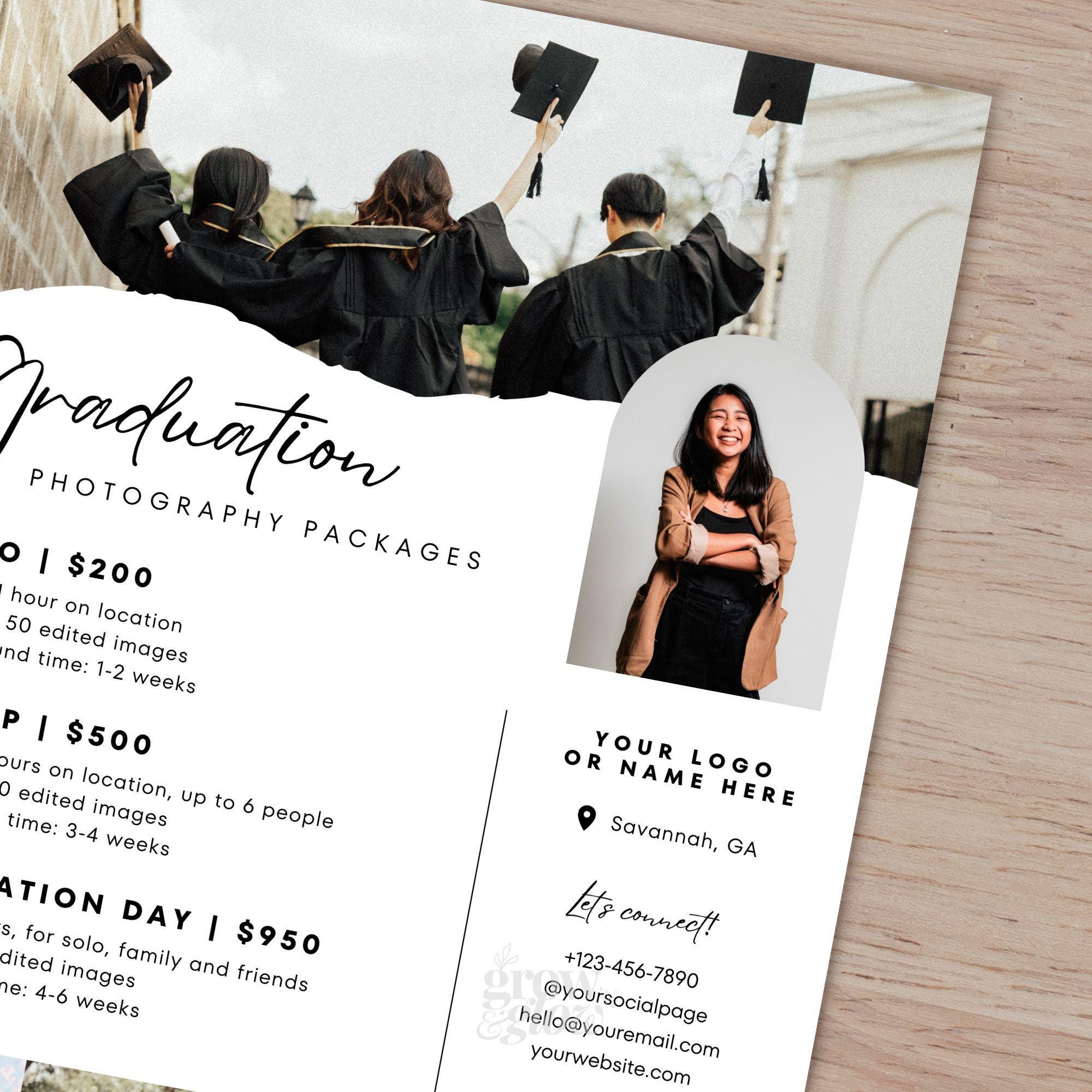 Graduation Photography Flyer Template Canva, Photographer Promotional ...