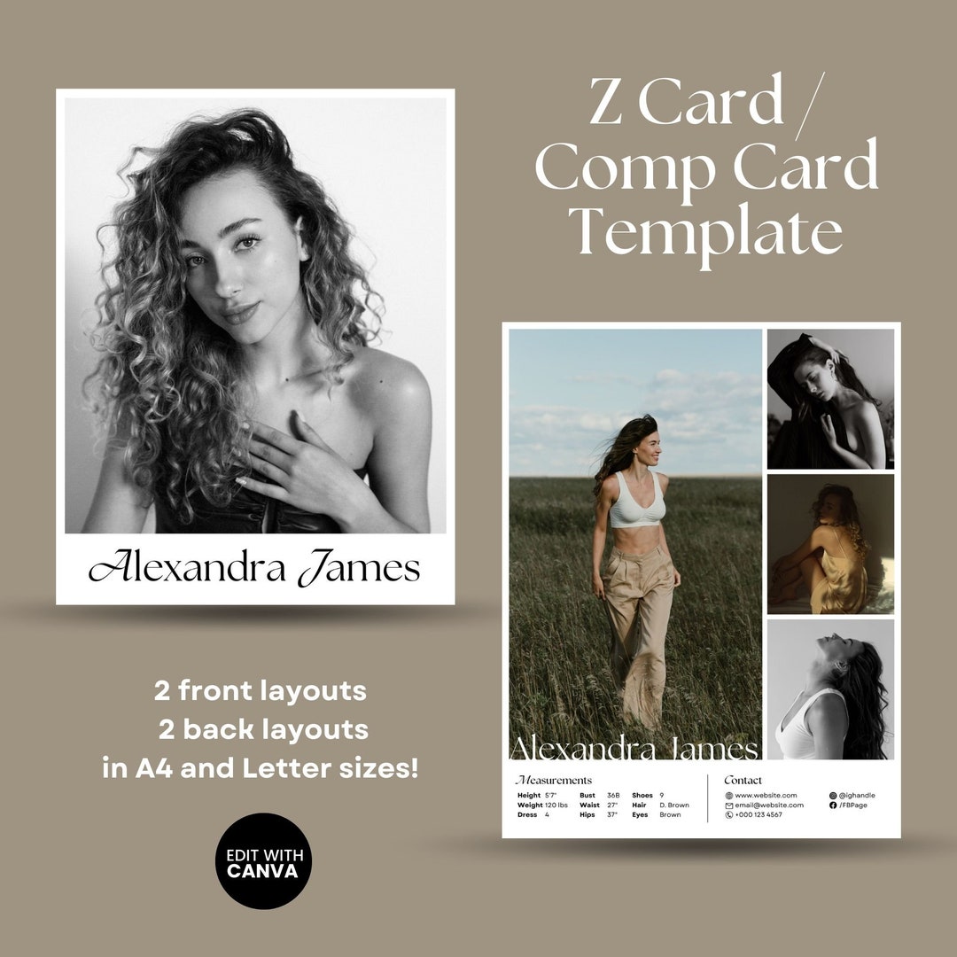 Modeling Comp Card Template Canva, Zed Card for Actors, Comp Card ...