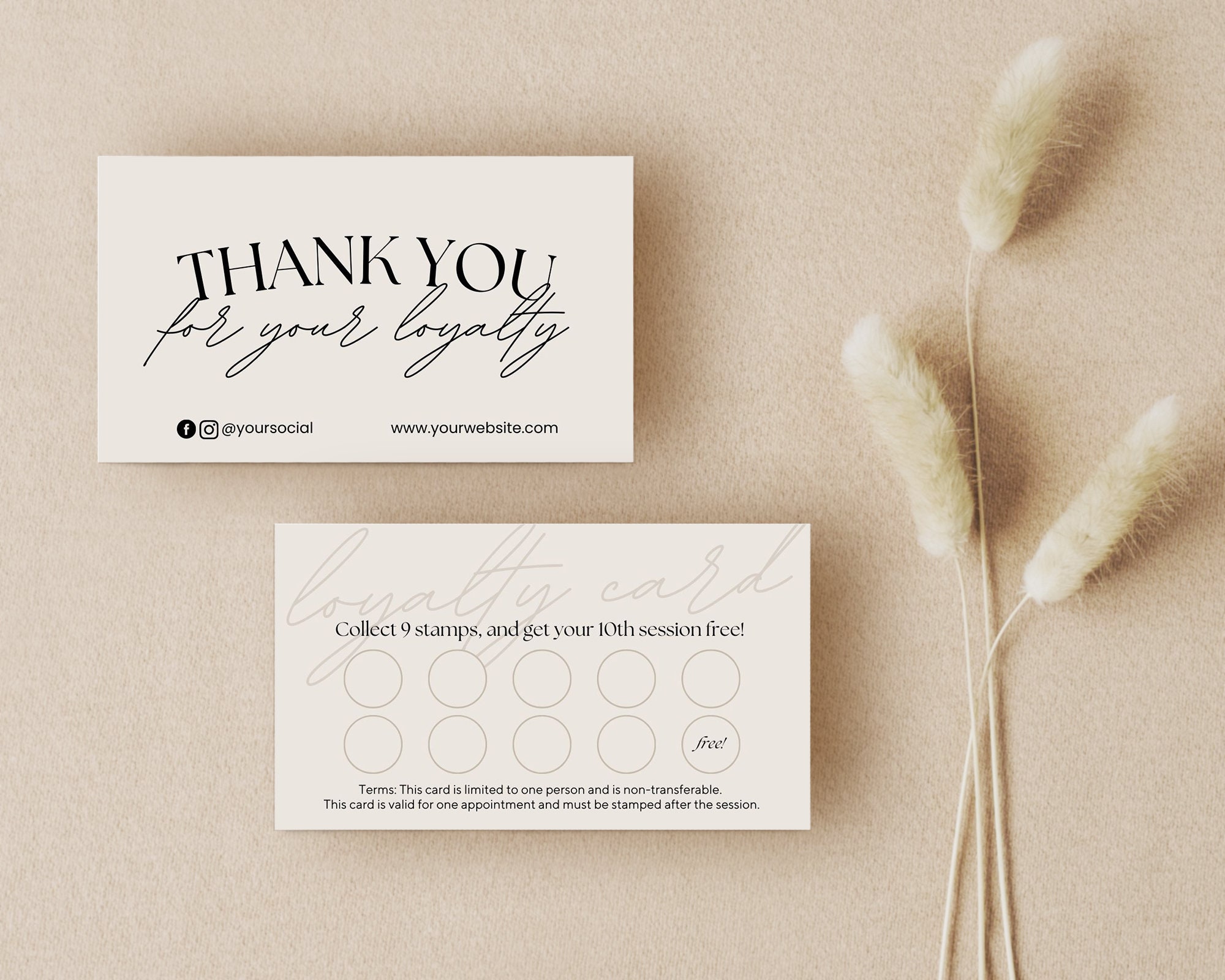 Loyalty Card Canva Template, Neutral Loyalty Card Template for Hair ...